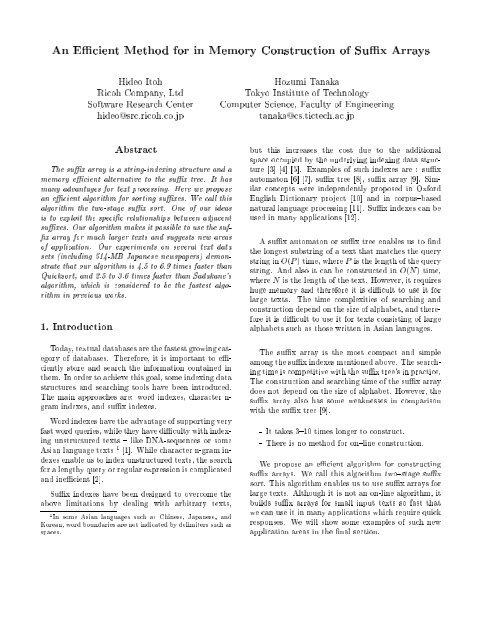 An Efficient Method For In Memory Construction Of Suffix Arrays 5664