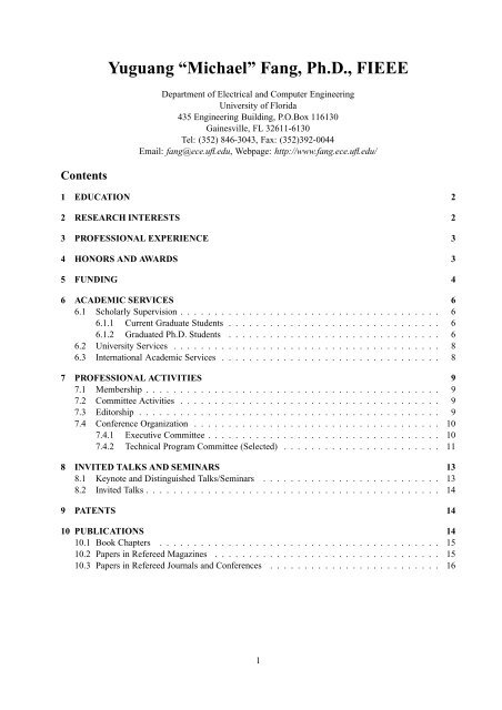 My Resume - Yuguang Fang - University of Florida