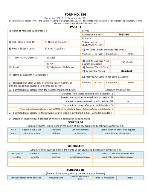 FORM NO. 15G - Finapolis