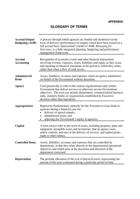 Appendix A - Glossary of Terms - Queensland Police Service