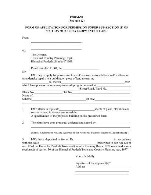 FORM-XI - Government of Himachal Pradesh