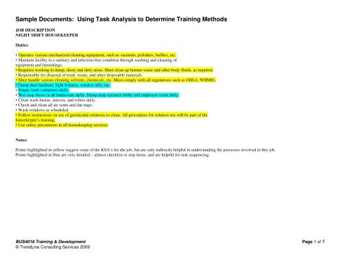 Sample Documents: Using Task Analysis to Determine ... - PageOut