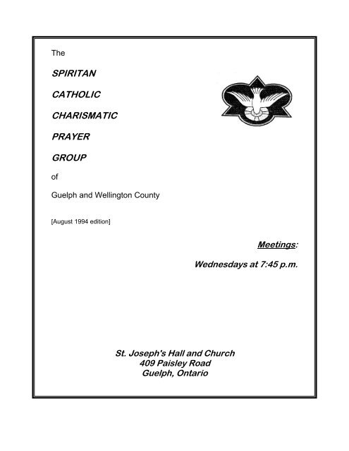 SPIRITAN CATHOLIC CHARISMATIC PRAYER GROUP - Sympatico