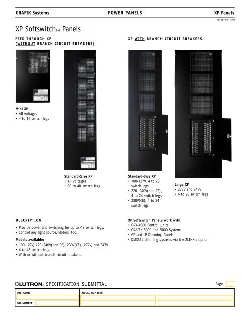 XP SoftswitchTM Panels - Lutron