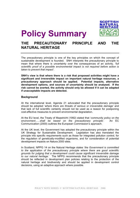 The precautionary principle