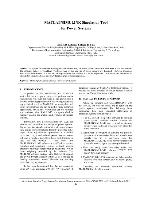 Matlabsimulink Simulation Tool For Power Systems 