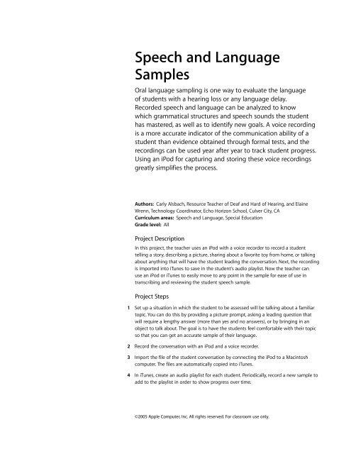 Speech and Language Samples - Western Reserve Public Media