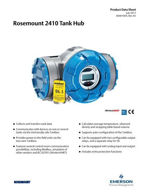 Rosemount 2410 Tank Hub - Emerson Process Management