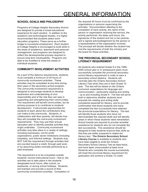 general information - College Heights Secondary School - Upper ...