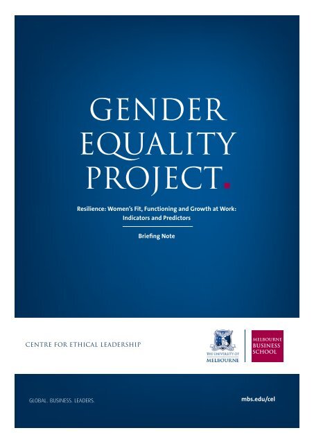 GENDER EQUALITY PROJECT - Melbourne Business School