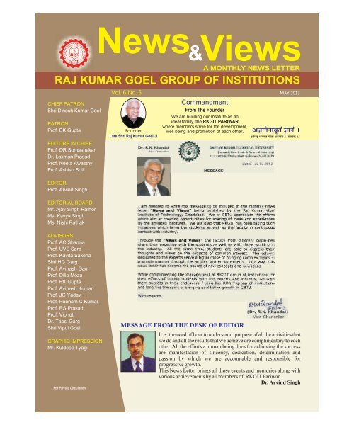 May 2013 - Raj Kumar Goel Institute of Technology, Ghaziabad