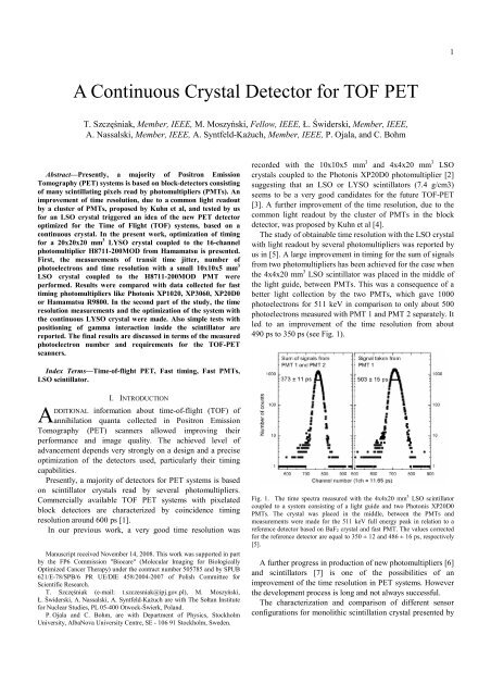 A Continuous Crystal Detector for TOF PET