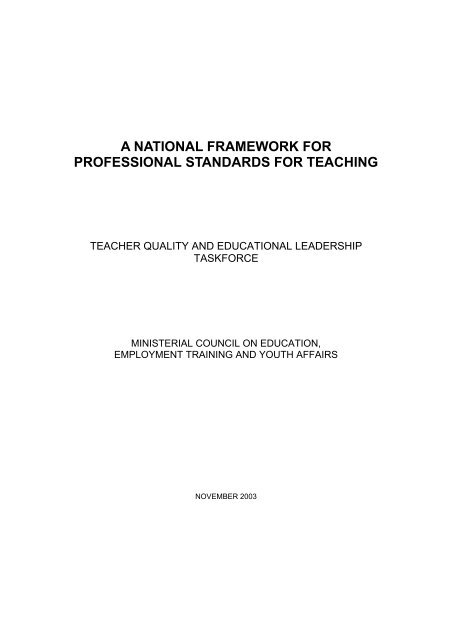 a national framework for professional standards for teaching