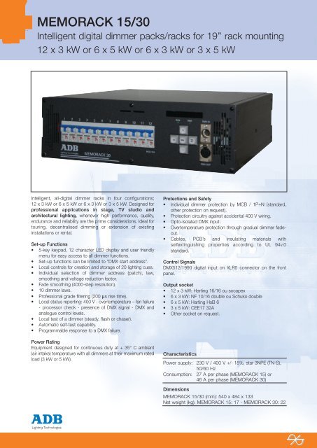 data sheet memorack - ADB Lighting Technologies