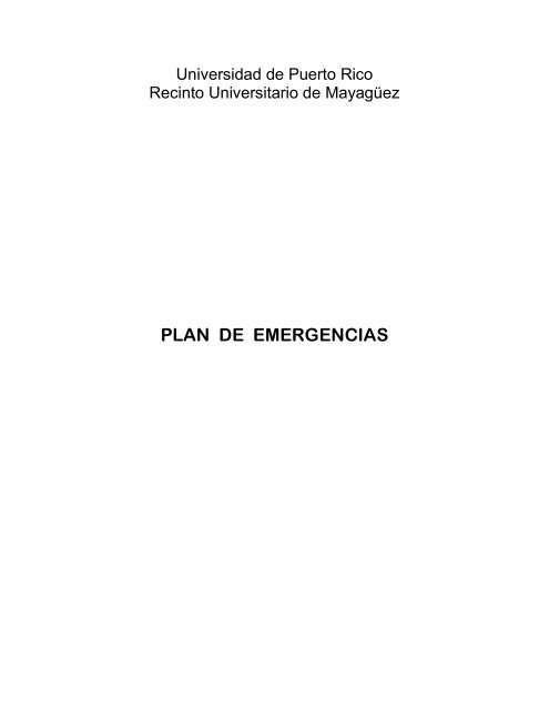 PLAN DE EMERGENCIAS - UPRM