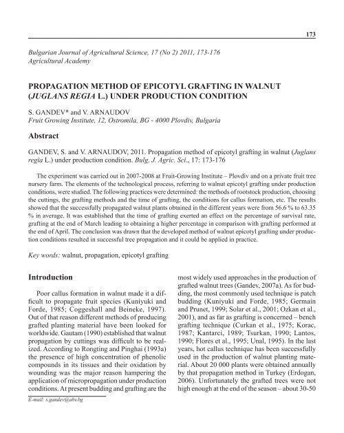 PROPAGATION METHOD OF EPICOTYL GRAFTING IN WALNUT ...