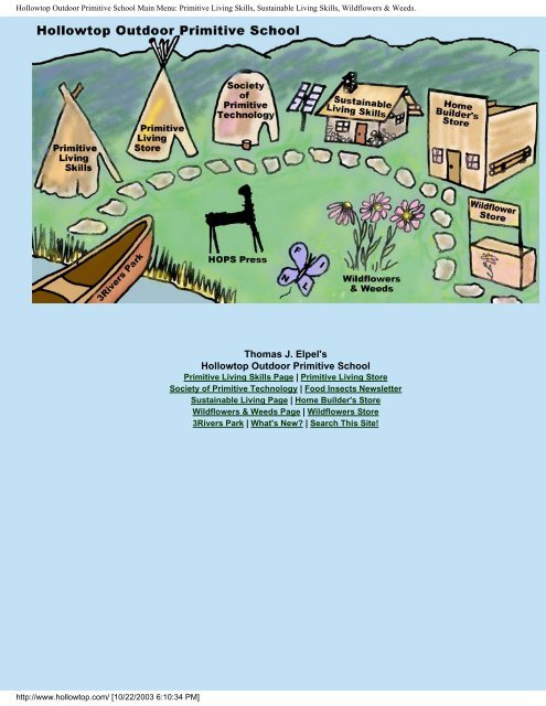 Hollowtop Outdoor Primitive School Main Menu: Primitive Living ...