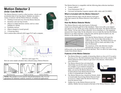 Motion Detector 2 - Vernier Software & Technology