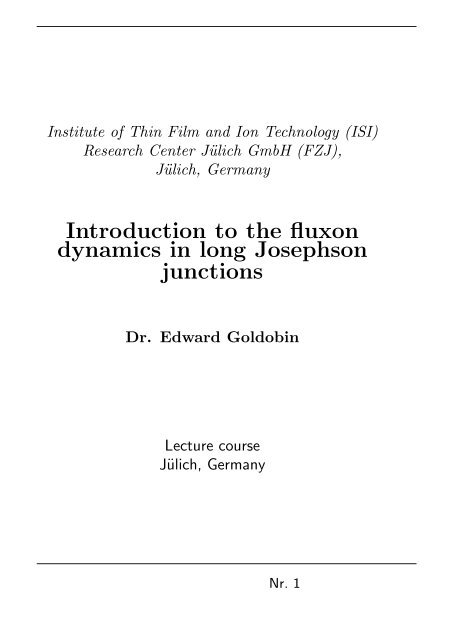 Introduction to the fluxon dynamics in long Josephson junctions