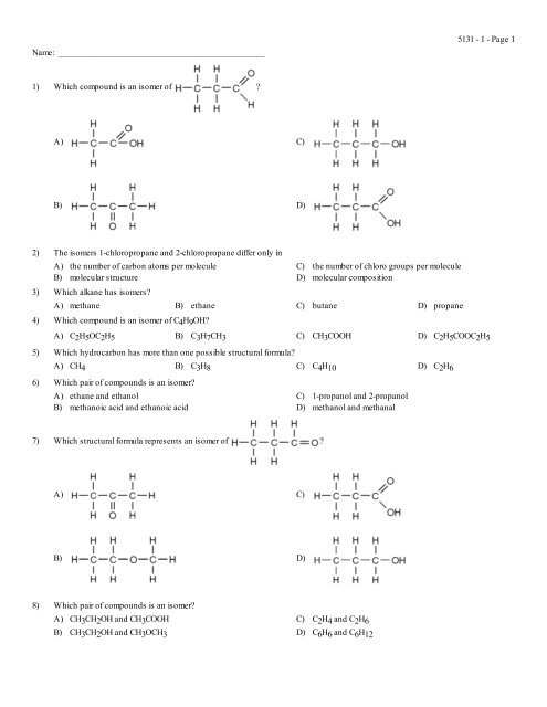 Organic Bonding molecules and isomers - Revsworld