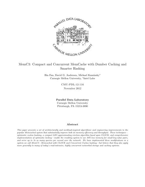 MemC3 - Parallel Data Lab - Carnegie Mellon University