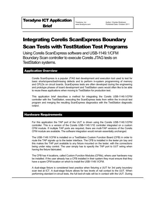 Integrating Corelis ScanExpress Boundary Scan Tests ... - Teradyne