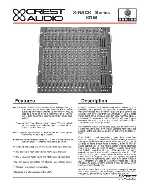 Features Description - Crest Audio