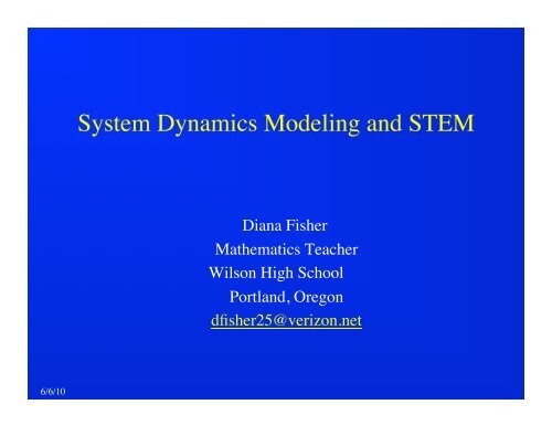 System Dynamics Modeling and STEM - Creative Learning Exchange