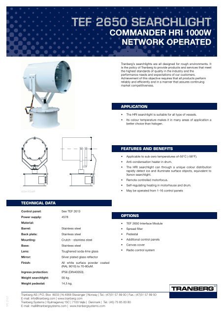 Datasheet - Tranberg