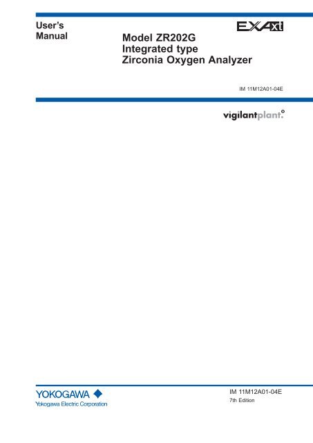 Model ZR202G Integrated type Zirconia Oxygen Analyzer - Yokogawa