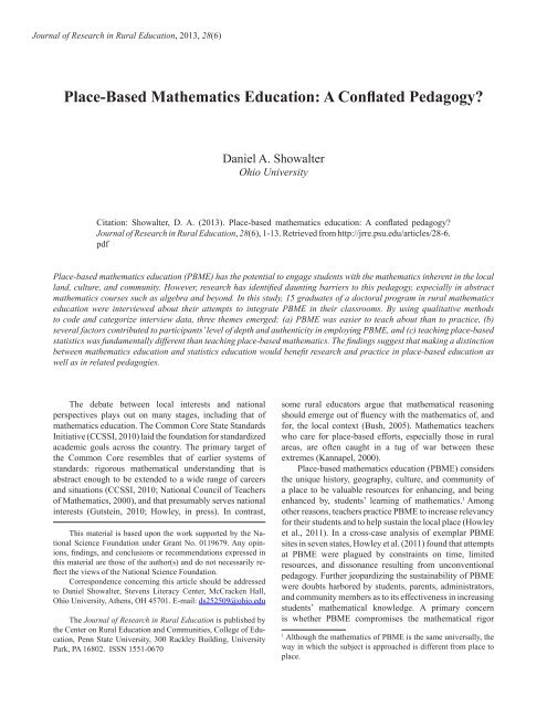 Place-Based Mathematics Education: A Conflated Pedagogy?