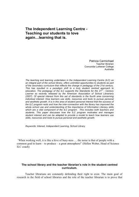 The Independent Learning Centre - Teaching our students to love ...