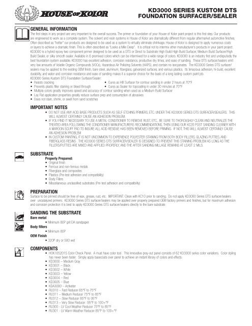 kd3000 series kustom dts foundation surfacer/sealer - House of Kolor