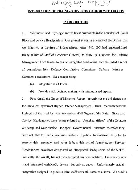 ~ (ijd ~ ~l~~Y - Integrated Defence Staff