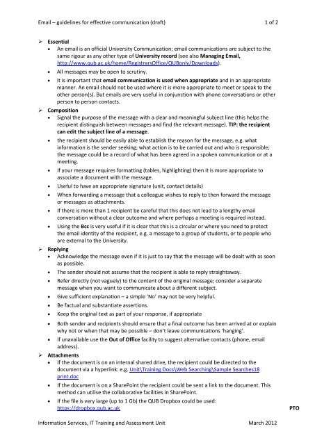 Draft Guidelines for Effective Email communications