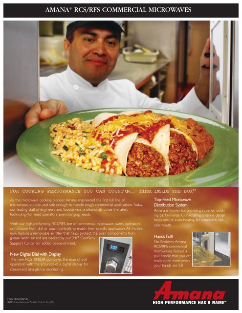 amana® rcs/rfs commercial microwaves - Globe Equipment