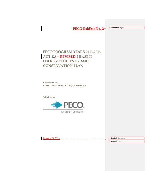 PECO Revised Phase II EE&C Plan - blackline.pdf - Pennsylvania ...
