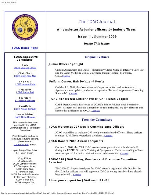 Vol 11. Summer - U.S. Public Health Service Commissioned Corps