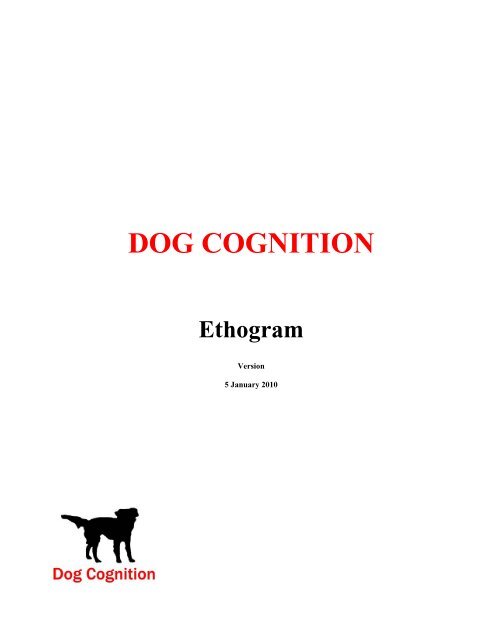 DOG COGNITION Ethogram