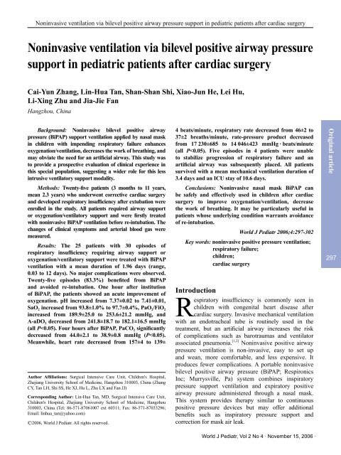 Noninvasive ventilation via bilevel positive airway pressure support ...