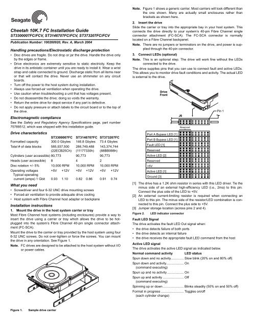 Cheetah 10K.7 FC Installation Guide - Seagate