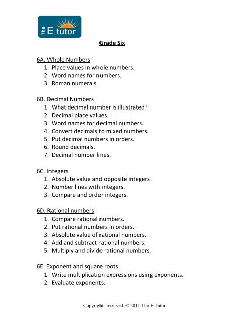 Grade 6 - The E Tutor