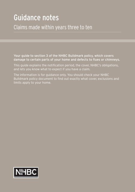 Guidance notes - Claims made within years three to ten - NHBC Home