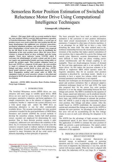 Sensorless Rotor Position Estimation Of Switched Reluctance Motor