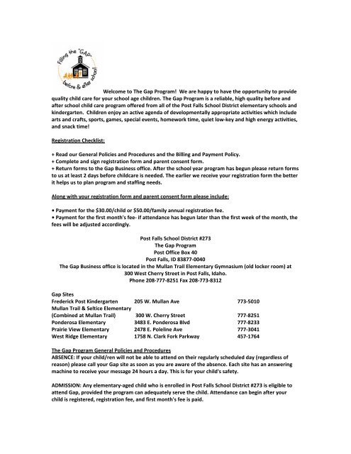 The Gap Program! - Post Falls School District