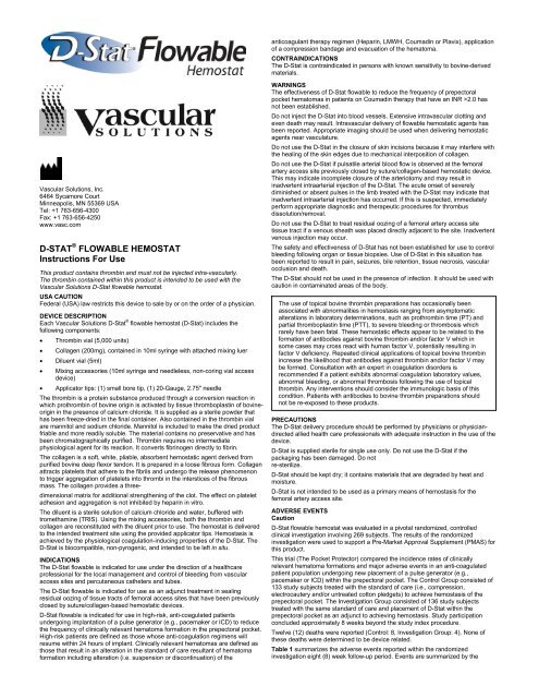 D-Stat Flowable IFU US - Vascular Solutions, Inc.