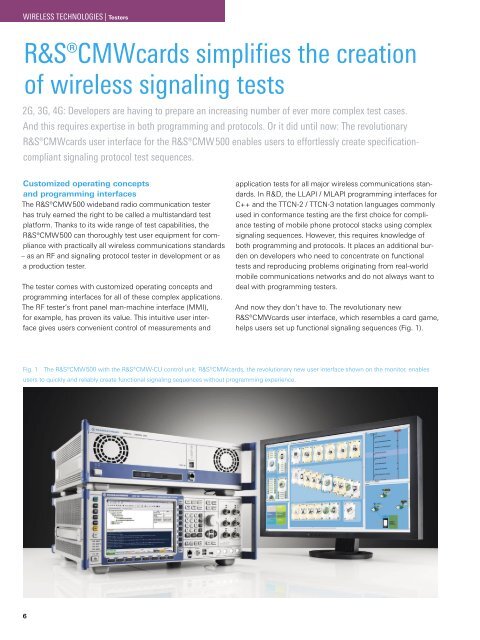 R&SÂ®CMWcards simplifies the creation of wireless signaling tests