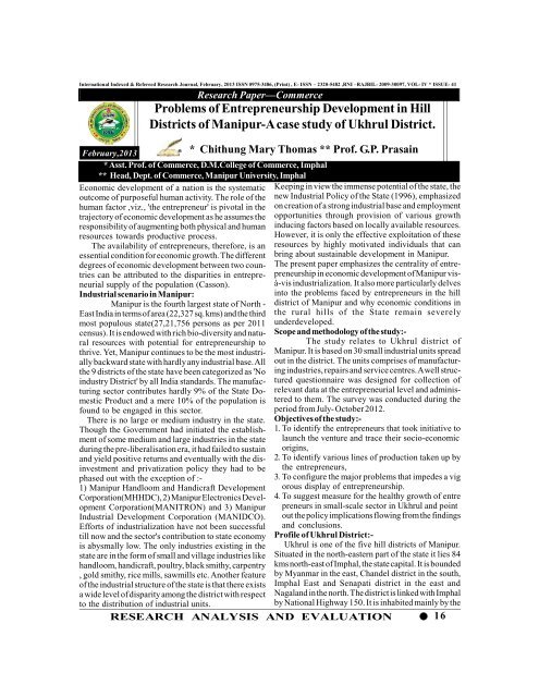 Problems of Entrepreneurship Development in Hill Districts of ...