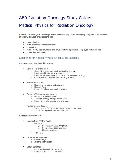 ABR Radiation Oncology Study Guide: Medical Physics for ...