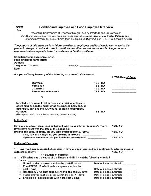 Conditional Employee and Food Employee Interview - DHHR